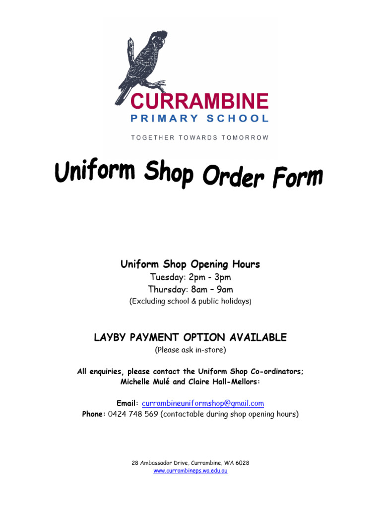 Uniform Shop Order Form 2024 | PDF | Clothing | Fashion