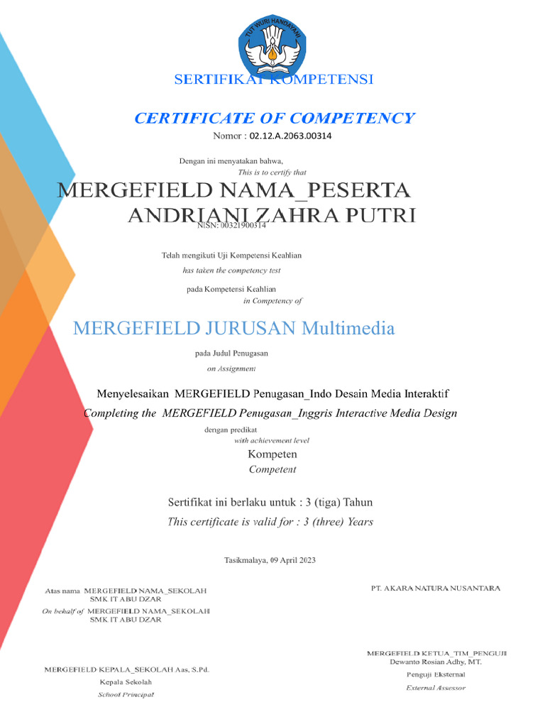 Template Sert - Depan | PDF