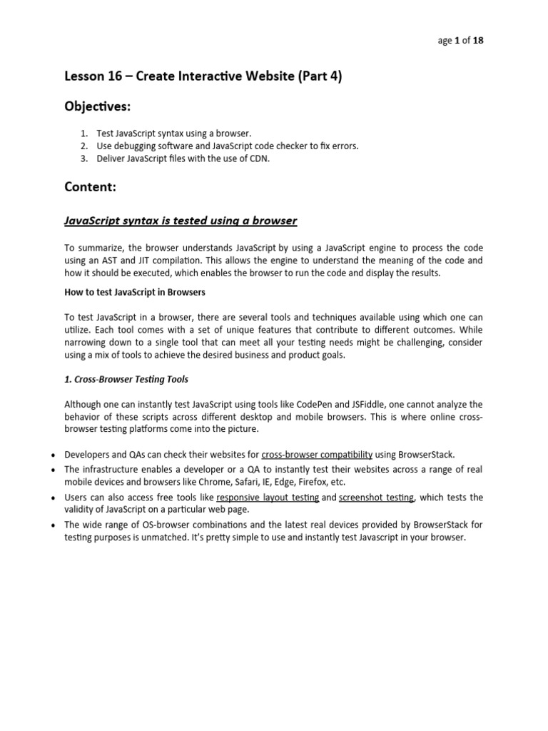 Lesson 16 - Create Interactive Website | PDF | Cache (Computing ... Lesson 16 - Create Interactive Website | PDF | Cache (Computing ...