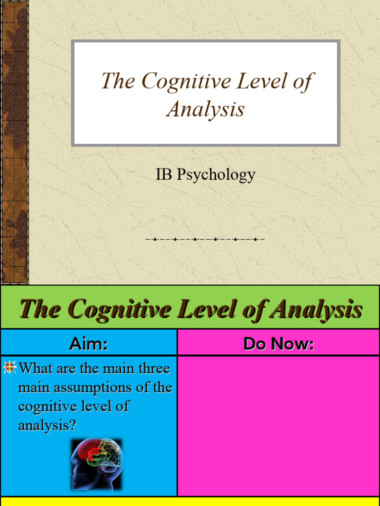 Cognitive Level of Analysis | PDF | Schema (Psychology) | Memory