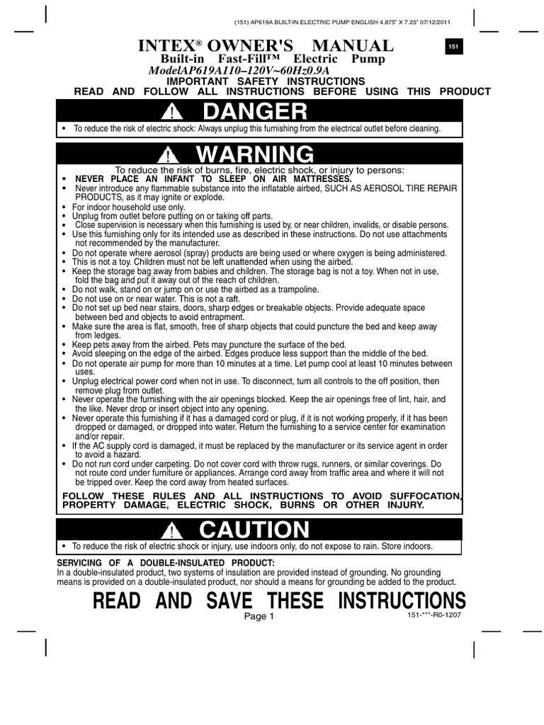 Warning Danger: Read and Save These Instructions | PDF