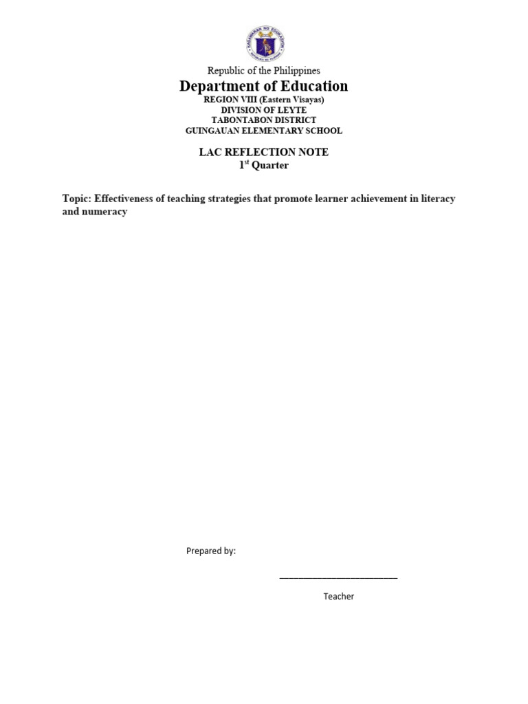 reflection-note-blank | PDF | Teachers | Learning Methods