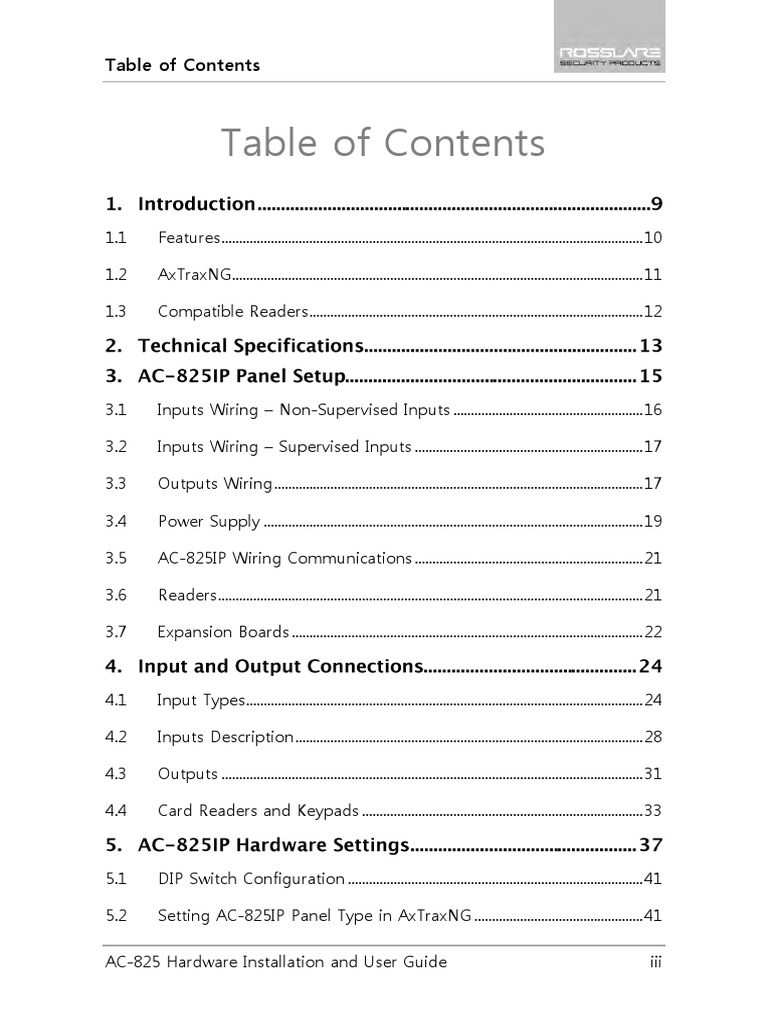 Rosslare Rs Ac 825ip Manual | PDF | Computer Network | Access Control