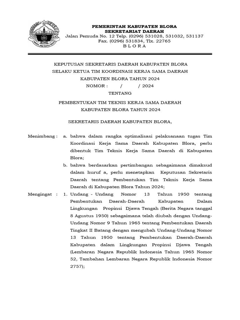 Final SK - Tim Teknis TKKSD 2024 | PDF