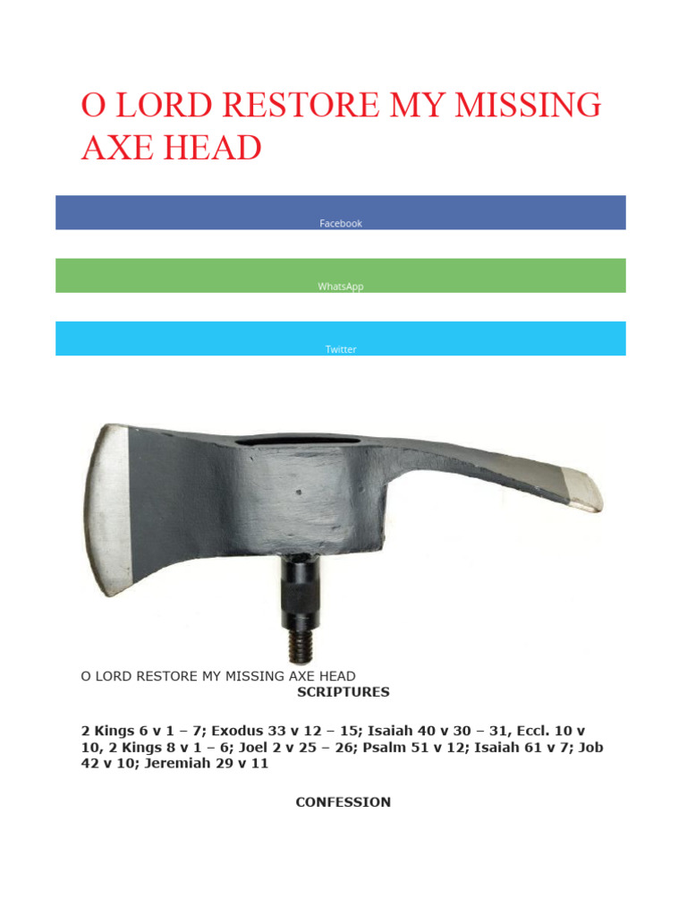 O LORD RESTORE MY MISSING AXE HEAD | PDF | Jesus | Bible Content