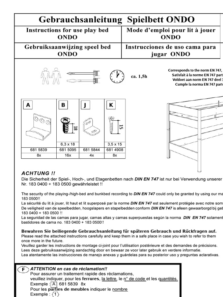 Gebrauchsanleitung Spielbett ONDO | PDF