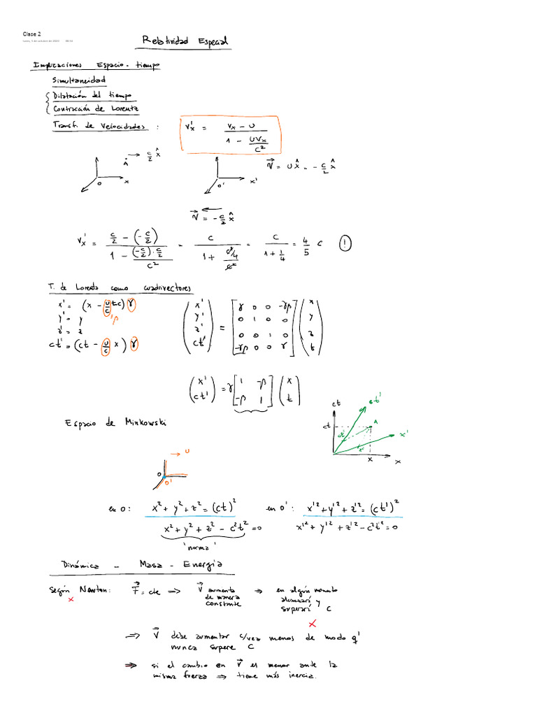 Relatividad Especial Clase 2 | PDF