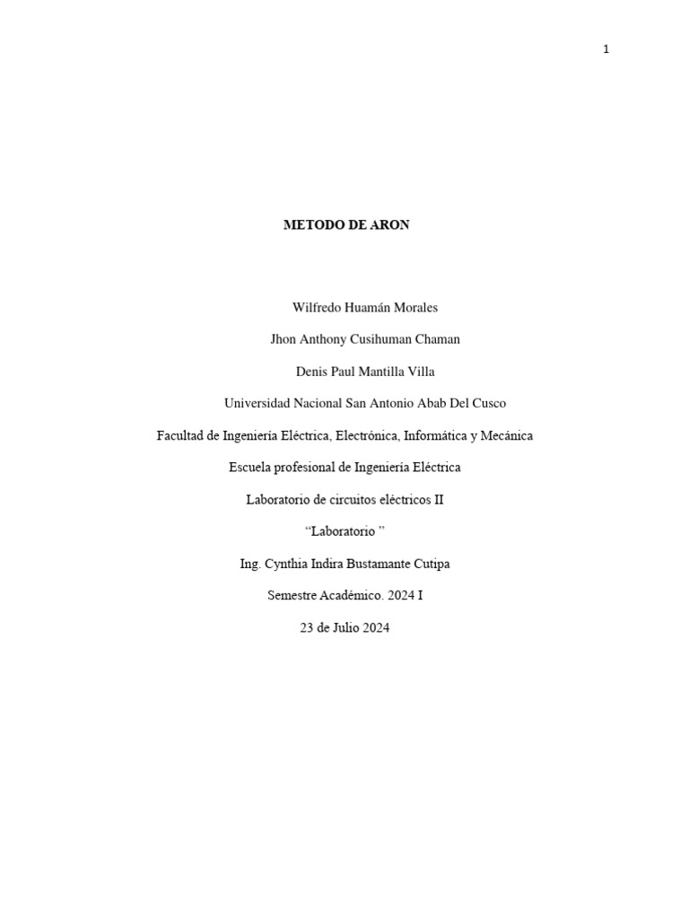 Metodo de Aron | PDF | Energia electrica | Laboratorios
