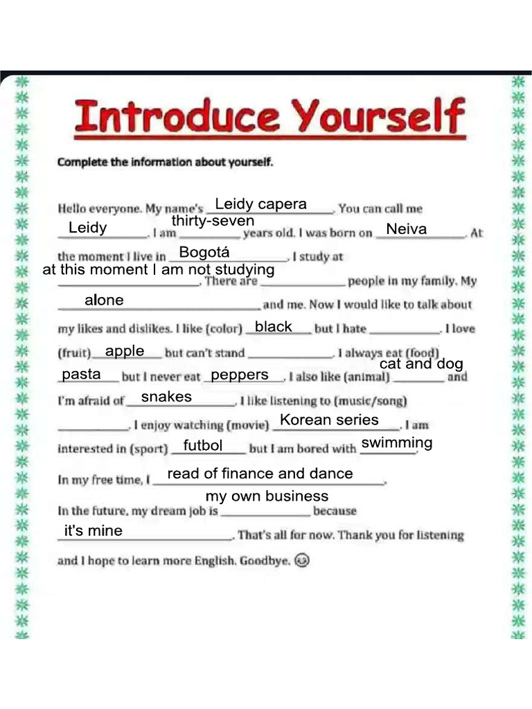 Introduce Yourself | PDF