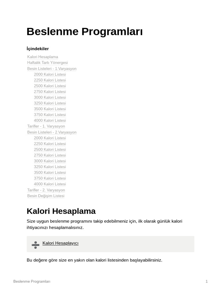 Beslenme Programları | PDF
