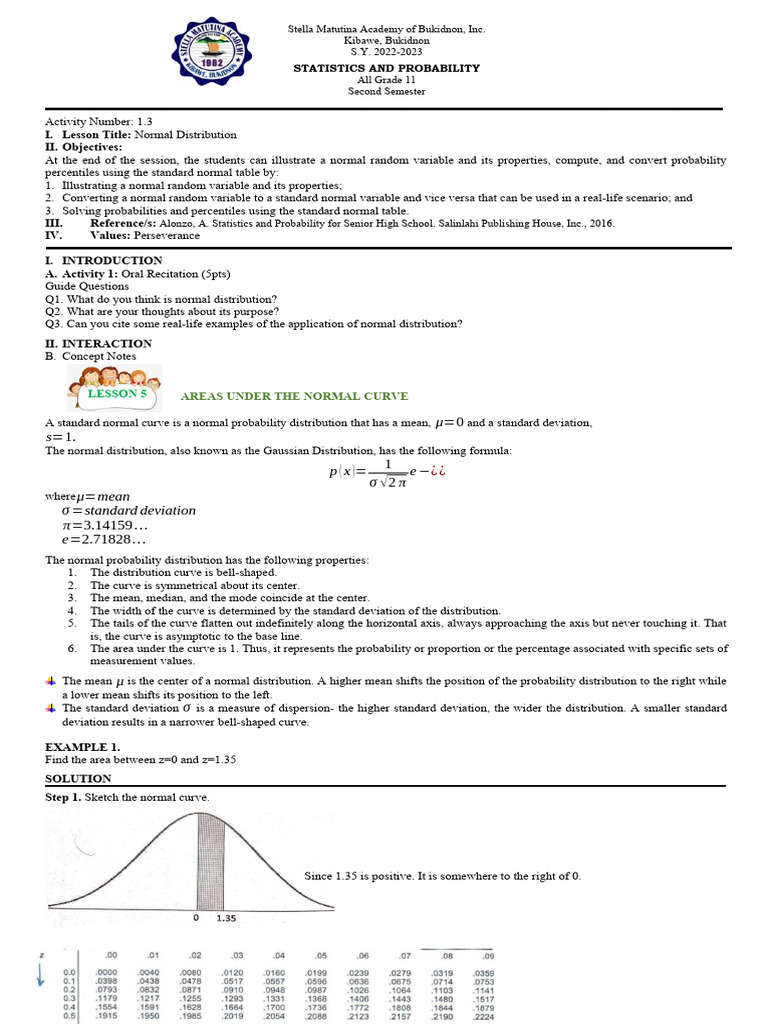 Stat Lesson 3 | PDF | Normal Distribution | Standard Deviation