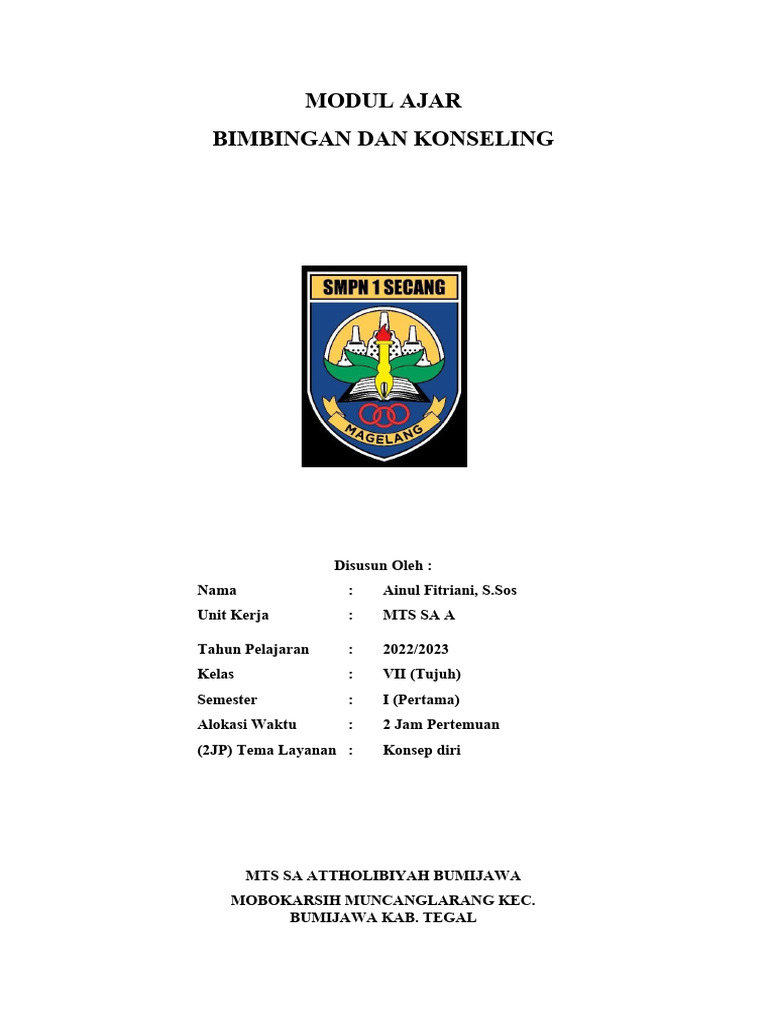 MODUL AJAR KONSEP DIRI (SMT 1) | PDF