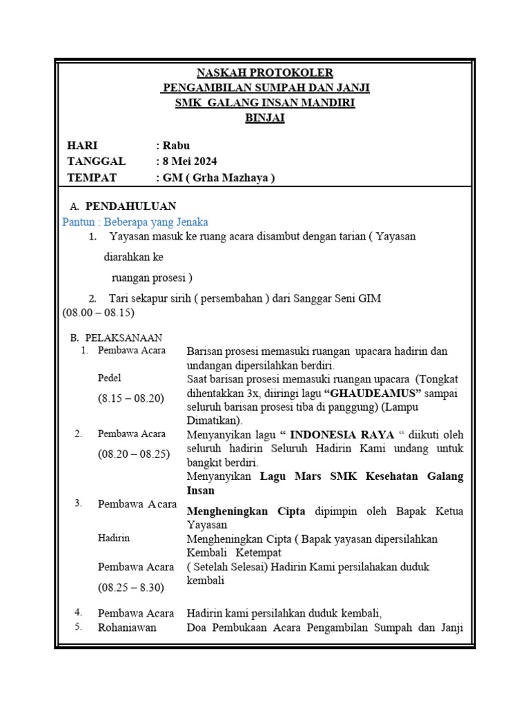 Naskah Protokoler Wisuda | PDF