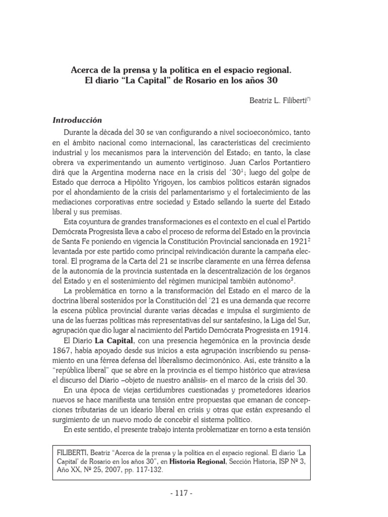 117-132 Filiberti | PDF | Democracia | Ideologías políticas