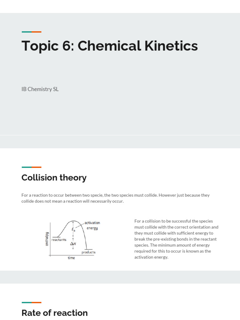 Topic 6 - Chemical Kinetics | PDF | Reaction Rate | Chemical Reactions