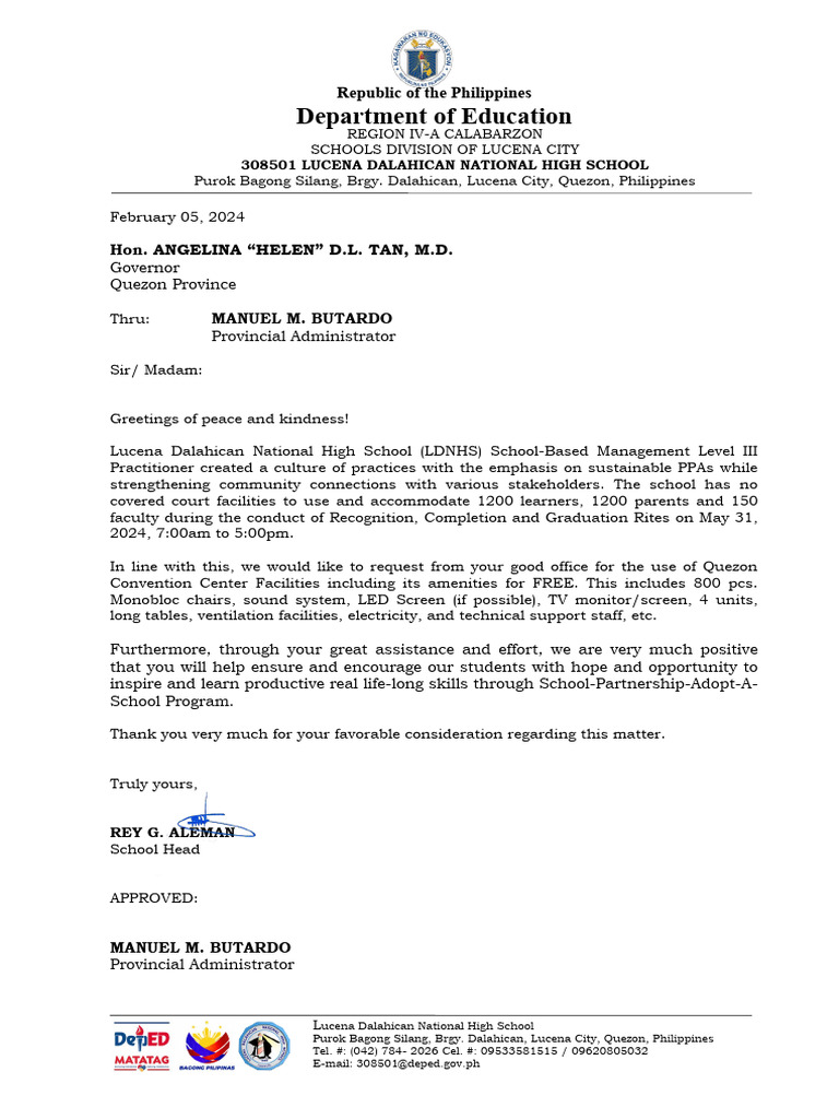 Letter Request For Quezon Convention Center - 2 | PDF