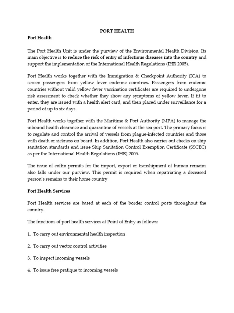 Port Health 2 | PDF | Quarantine | Cargo