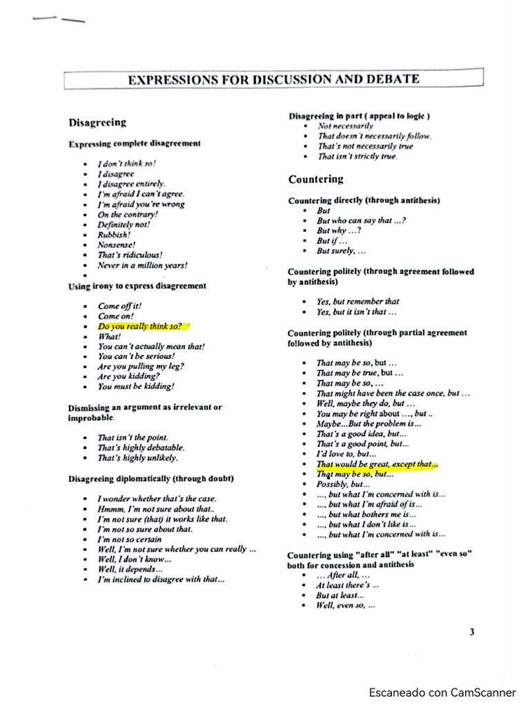 Expressions For Discussion and Debate | PDF