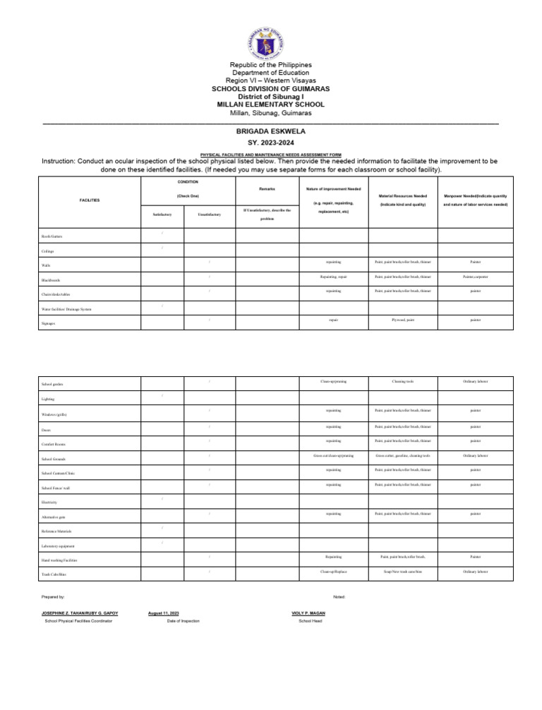 Brigada Eskwela Form 1 Mes | PDF | Paint
