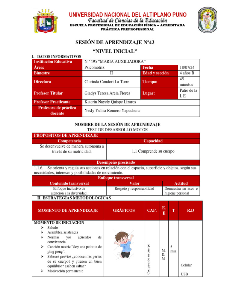 SESIÓN DE APRENDIZAJE SESION 43 años B | PDF | Maestros | Aprendizaje