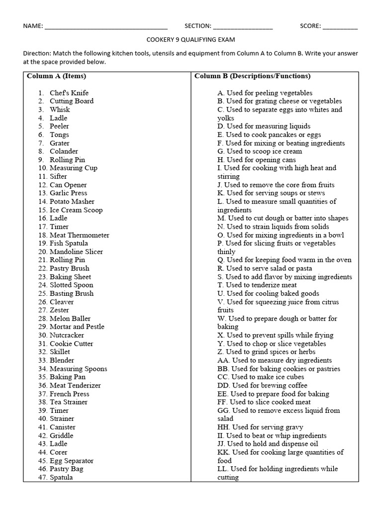 Cookery 9 Qualifying Exam | PDF | Baking | Cakes