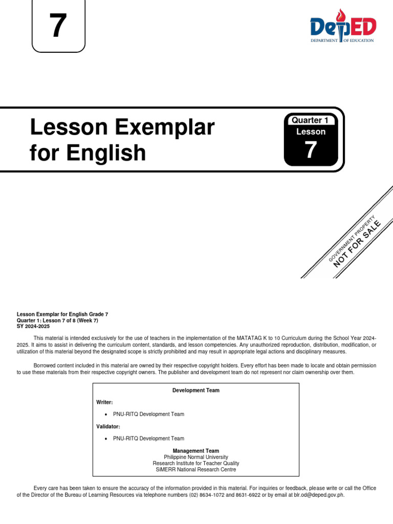 Q1_LE_English 7_Lesson 7_Week 7 | Download Free PDF | Poetry | Learning