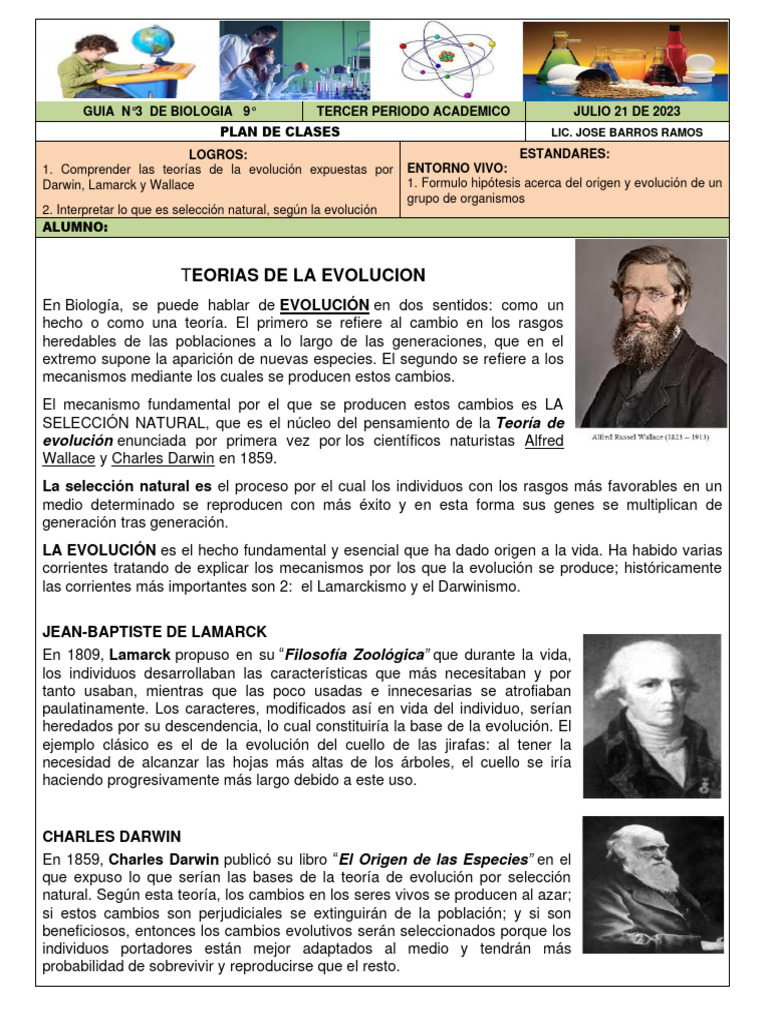 Guia #3 - Biologia de 9° - 3° Periodo 2023 | PDF | Evolución ...