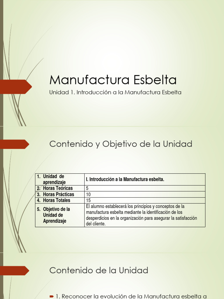 Introducción A La Manufatura Esbelta | PDF | Lean Manufacturing | Producción y fabricación