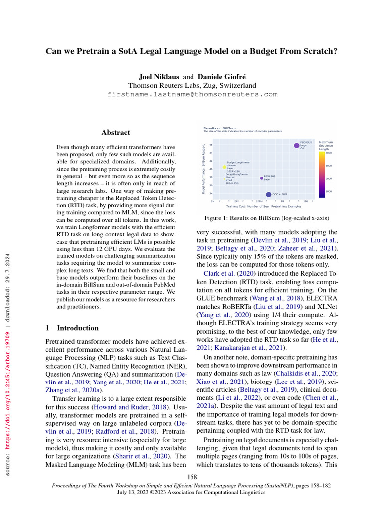 Can We Pretrain A SotA Legal Language Model On A Budget From Scratch | PDF