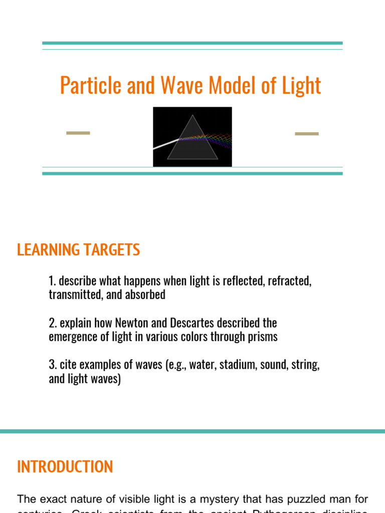 Lesson 3 - Particle and Wave | Download Free PDF | Light | Waves