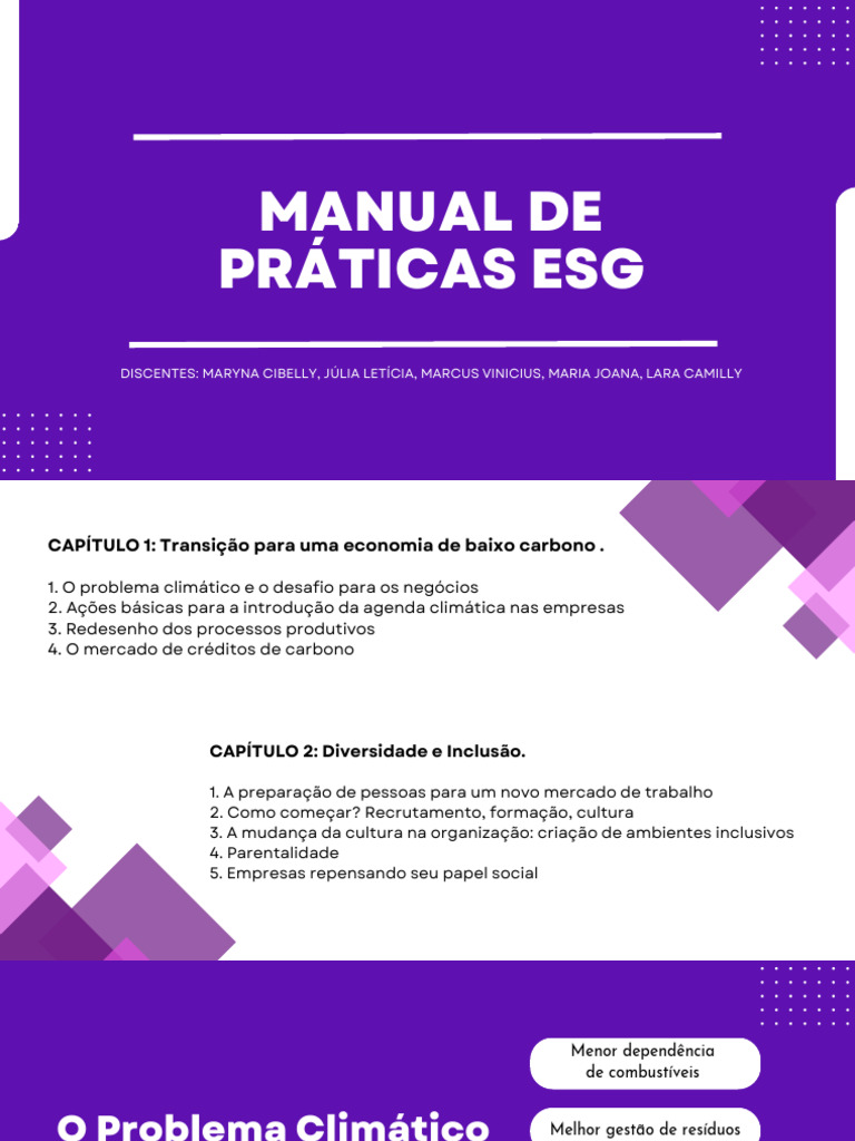 Manual de Práticas ESG - GRUPO 15 | PDF | Desperdício | Gás de efeito ...