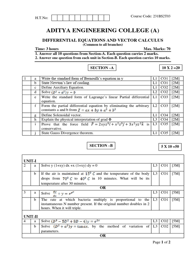 AR23 DEVC Modal Question Paper | PDF | Theoretical Physics ...