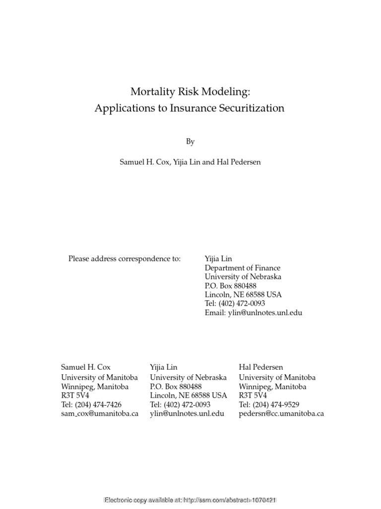!LC Model | PDF | Risk | Insurance