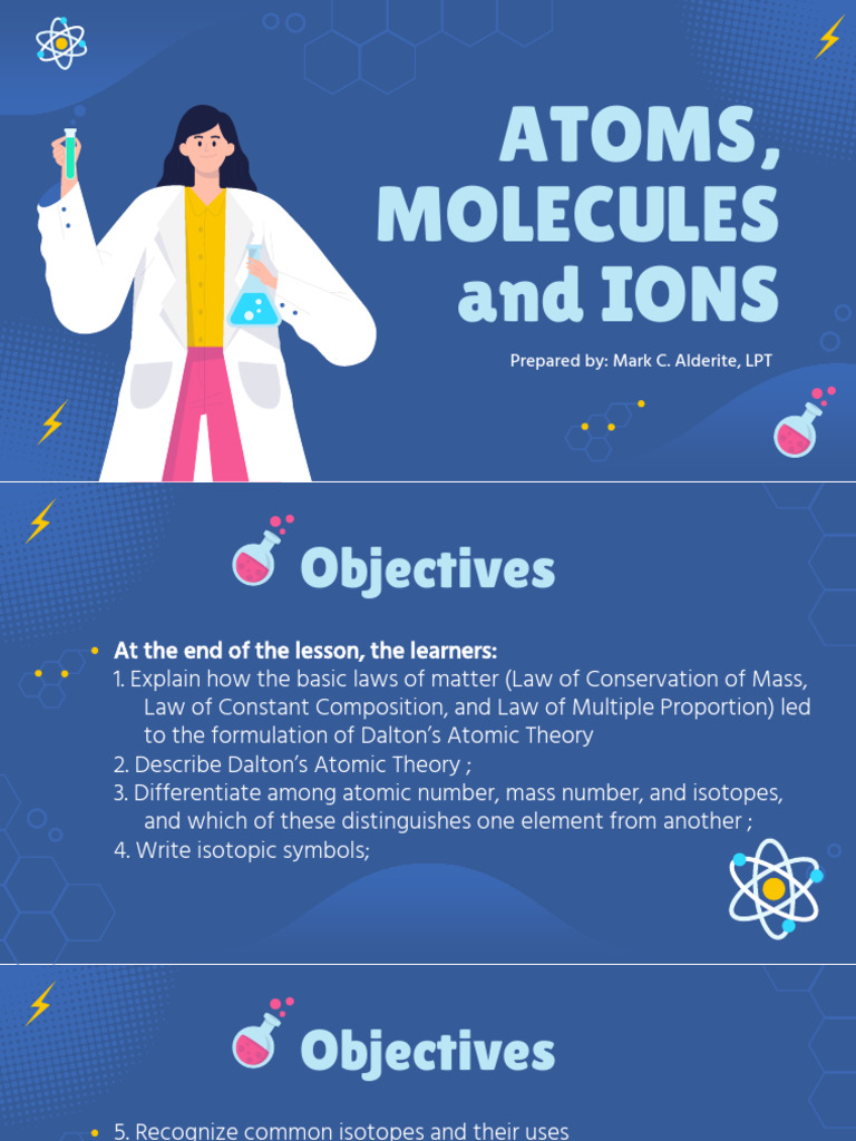Lesson 3 - Atoms, Molecules and Ions | PDF | Atoms | Molecules