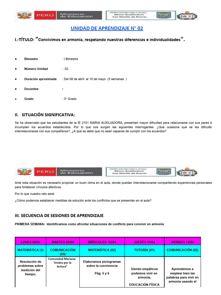 Unidad 2 -Tercer Grado c Fely | PDF | Sustracción | Evaluación