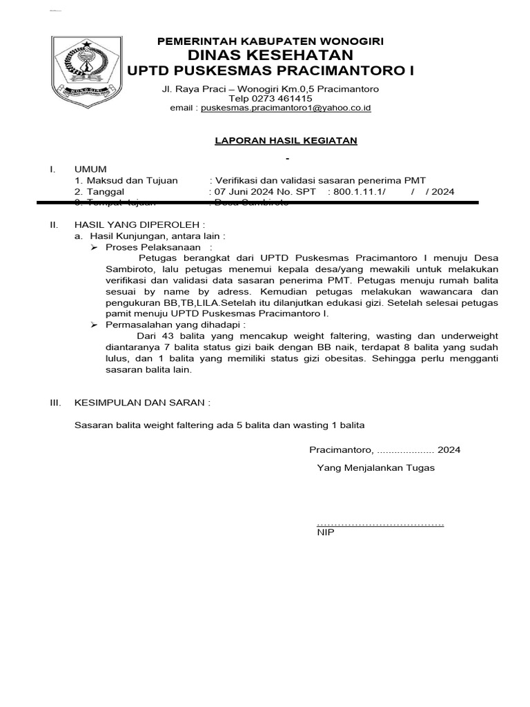 Laporan Hasil Verval | PDF