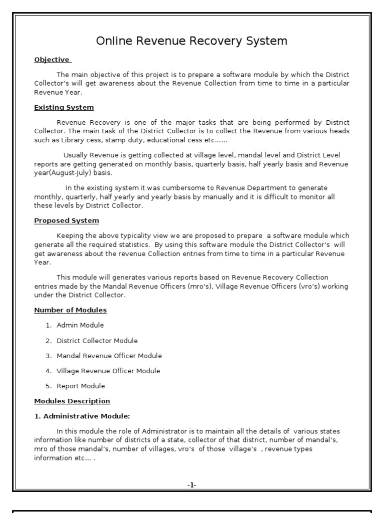 Revenue Recovery System | PDF | Software Development | Information ...