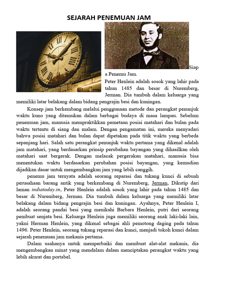 Siapa Penemu Jam | PDF | Seni | Sejarah