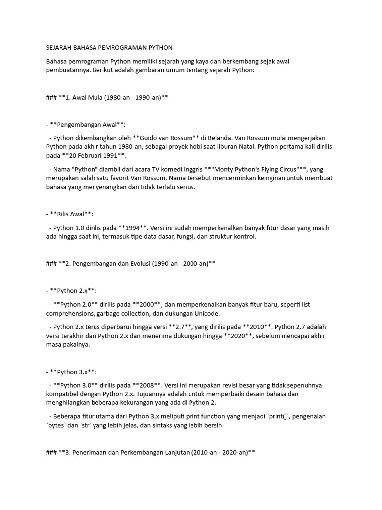 Sejarah dan Evolusi Python | PDF
