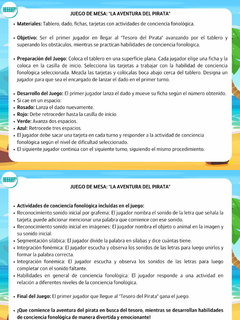 Juego de Mesa Conciencia Fonológica - La Aventura Del Pirata ...