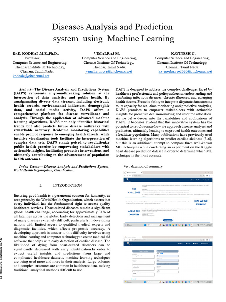 Diseases Analysis and Prediction System Using Machine Learning - IEEE ...