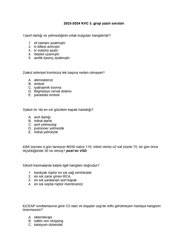 2023-2024 KVC 3. Grup Yazılı Soruları | PDF