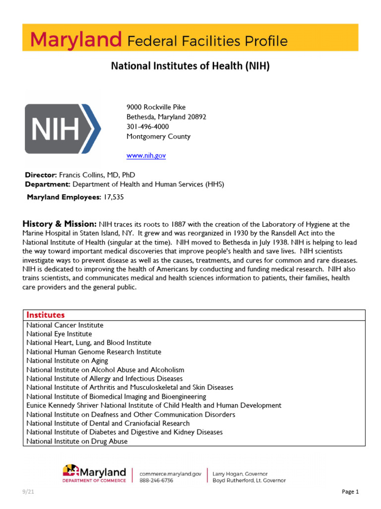 Overview of the National Institutes of Health | PDF | National ...