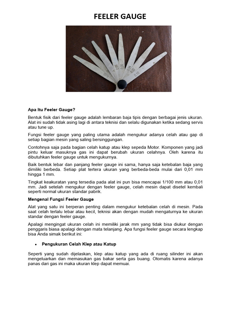 Feeler Gauge | PDF | Teknologi & Rekayasa