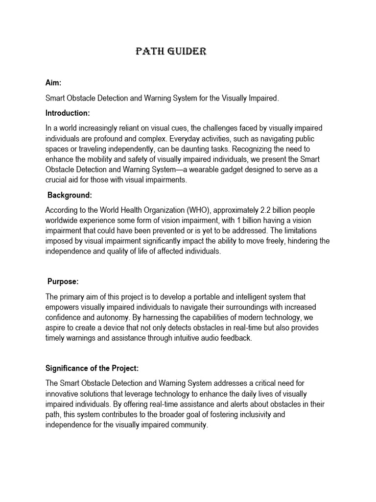 Path Guider | PDF | Wearable Technology | Speech Synthesis