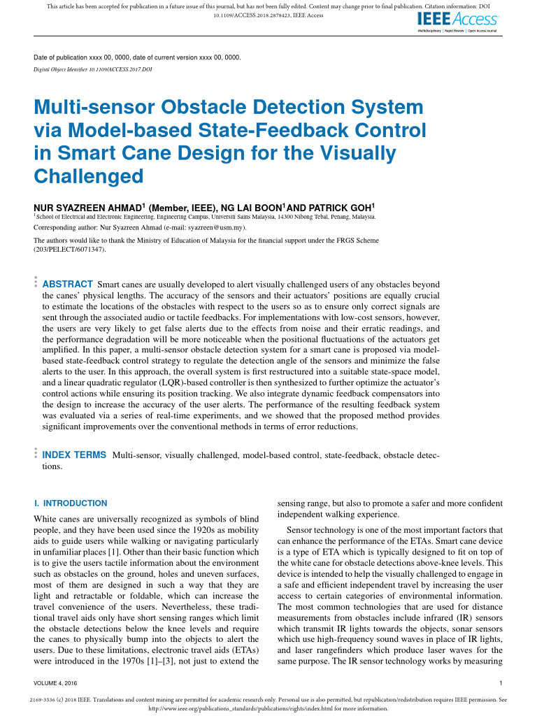 Multi-Sensor Obstacle Detection System Via Model-Based State-Feedback ...
