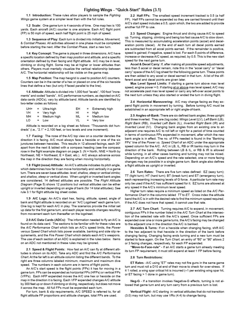 Fighting Wing QS Rules3.1 | PDF | Flight | Altitude