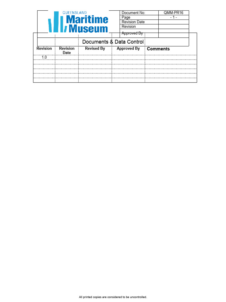 QMM-PRO-HR-016 - Procedure for Documents & Data Control | Download Free ... QMM-PRO-HR-016 - Procedure for Documents & Data Control | Download Free ...