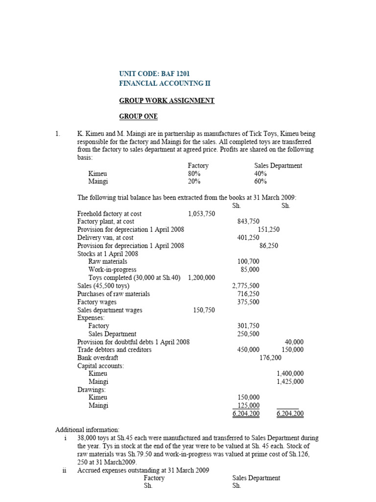 Group Work Assignment | PDF | Expense | Depreciation