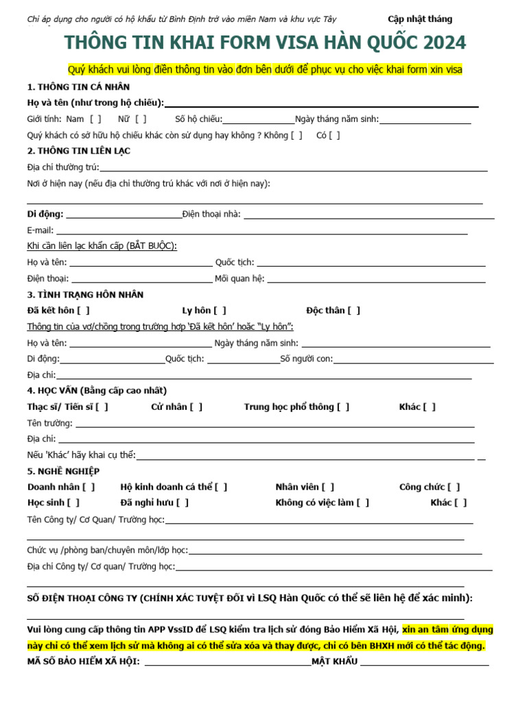 THONG TIN KHAI FORM VISA 2023 | PDF